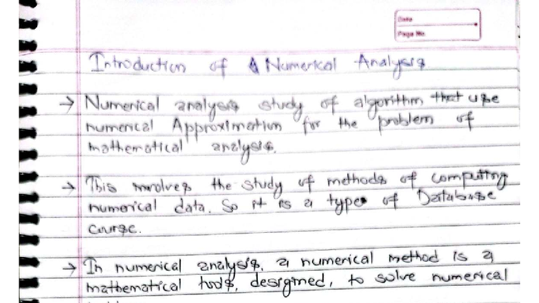NM NOTE - BCA 4th semester, Numerical Method handwritten Note-part1 - Date Page No. Introduction ...