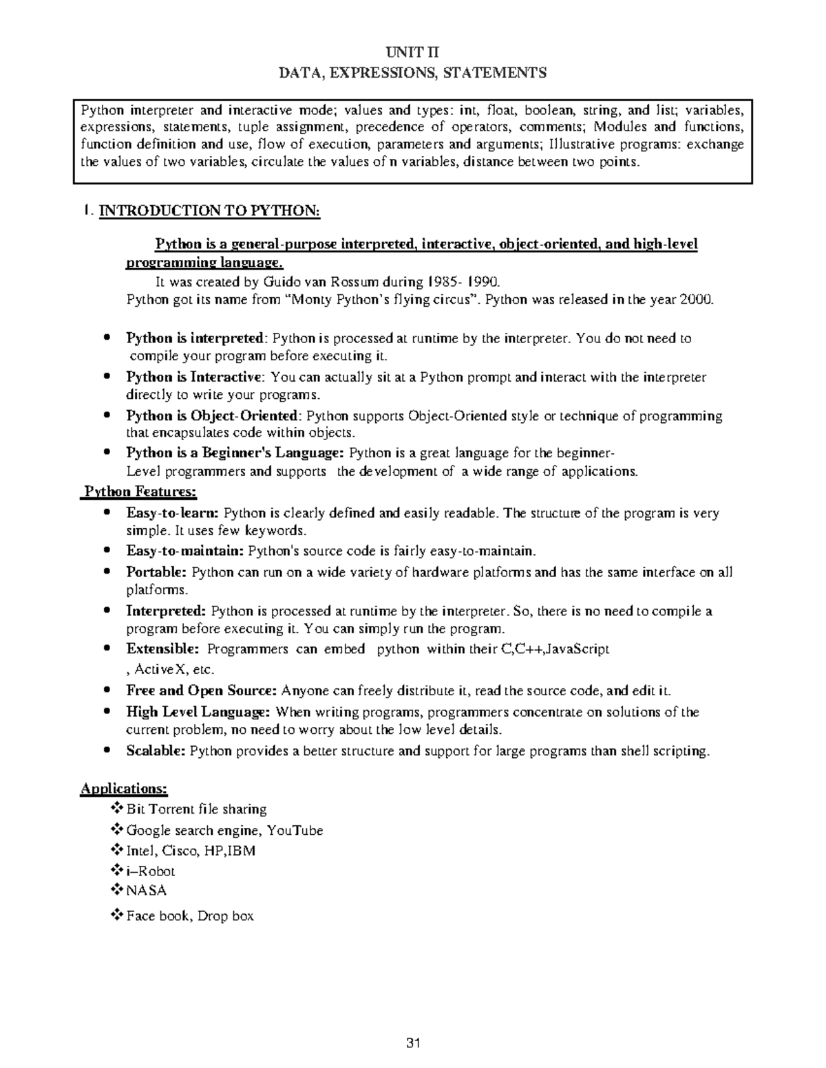 Python-unit-2 Notes - Python unit 2 - Python Programming laboratory ...
