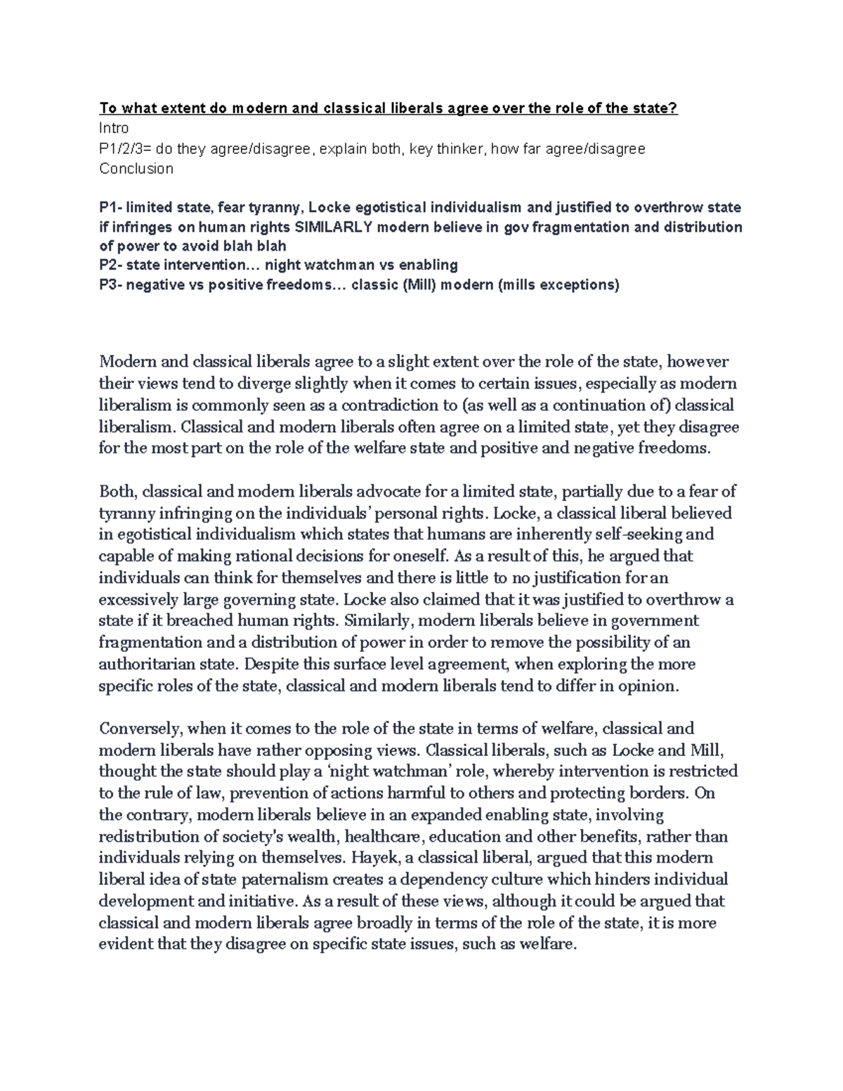 Liberalism Essay: A Comparative Study of Classical and Modern Views on ...