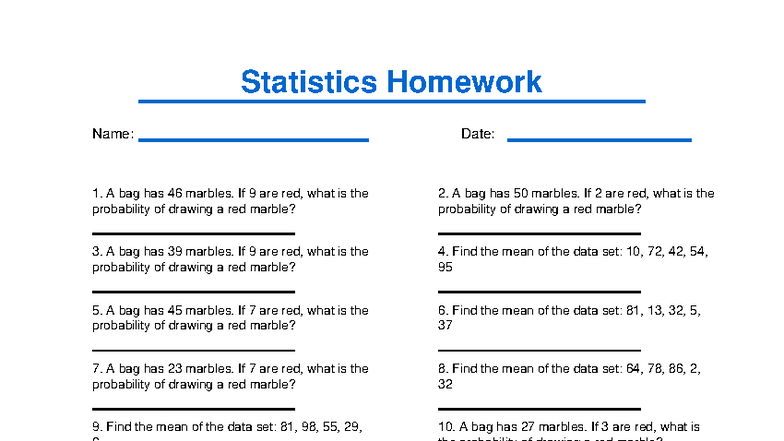 Statistics Homework 8: Probability & Mean Calculations - Studocu
