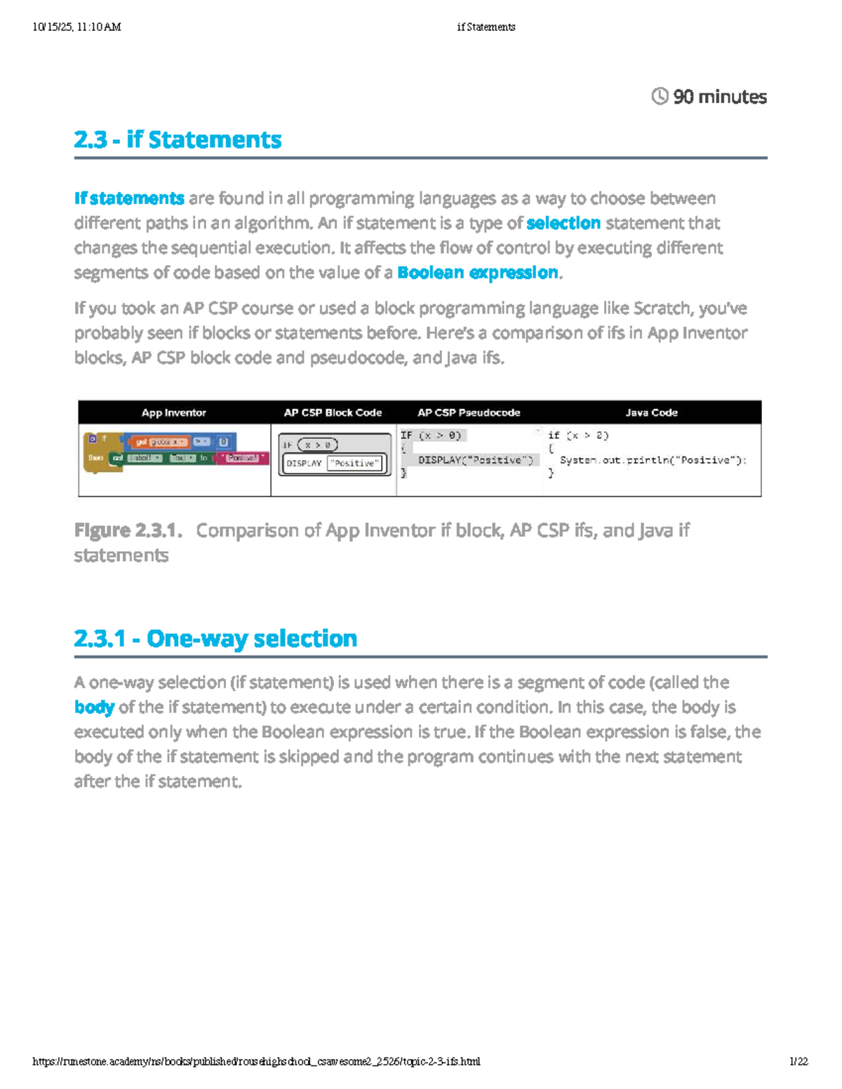 CSAwesome 2: Understanding If Statements and Control Flow - Studocu