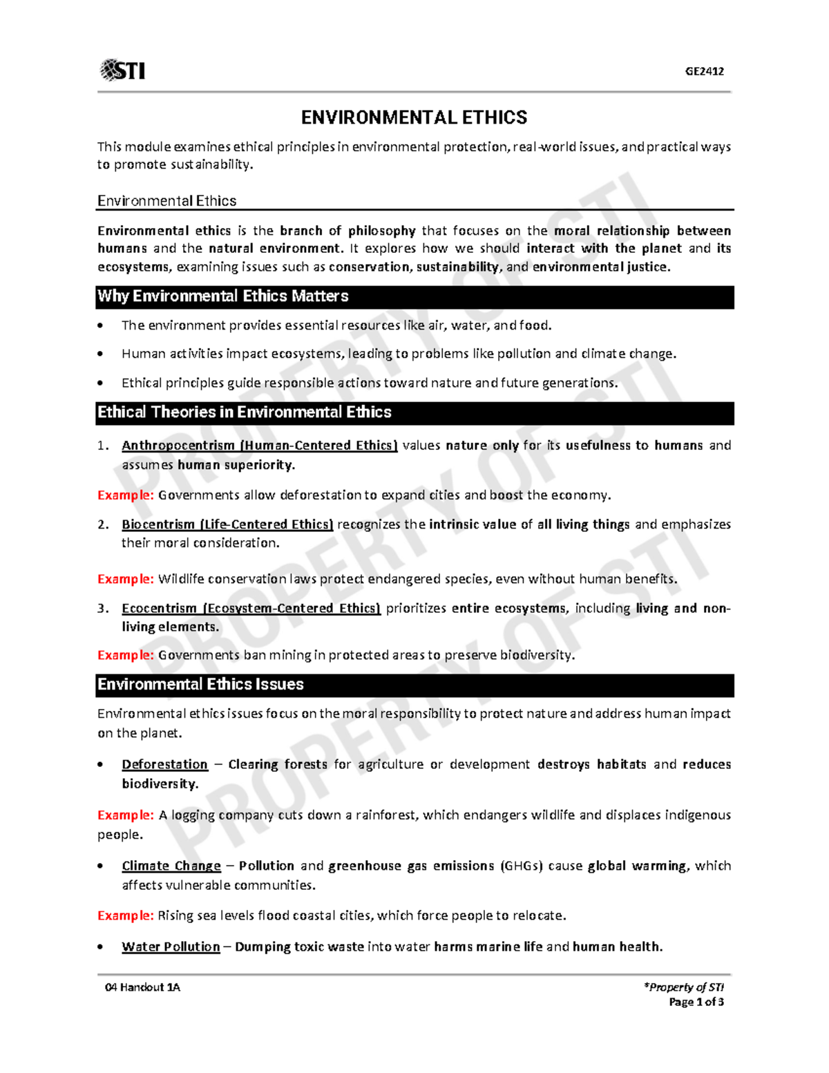 GE2412 Environmental Ethics: Principles, Issues, and Sustainability ...
