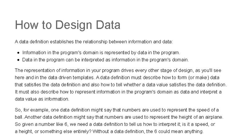Htdd - Design Recipe for Data Definitions and Structures - Studocu