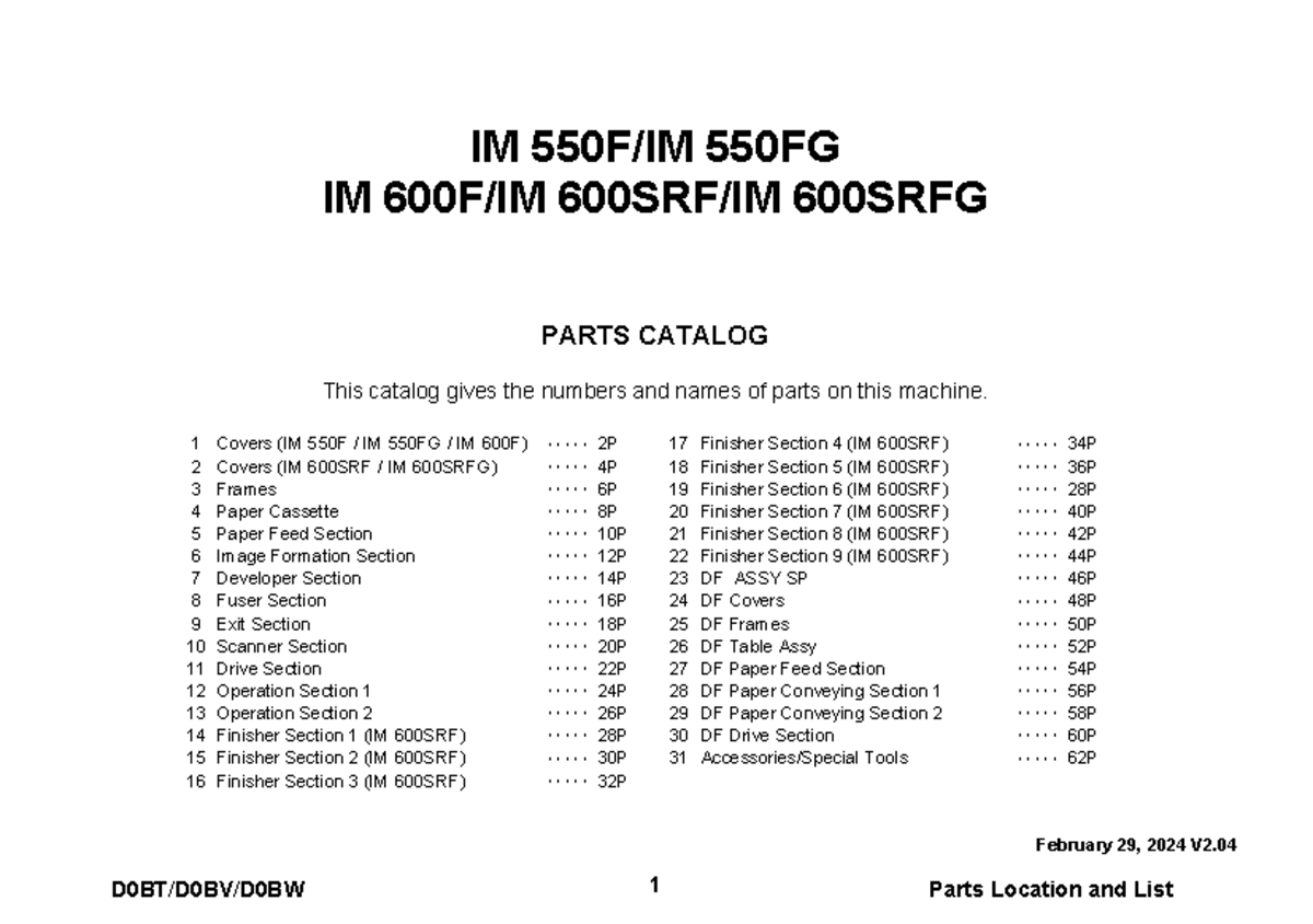 IM550 PC - Manual de Partes y Catálogo de Fotocopiadoras - Studocu