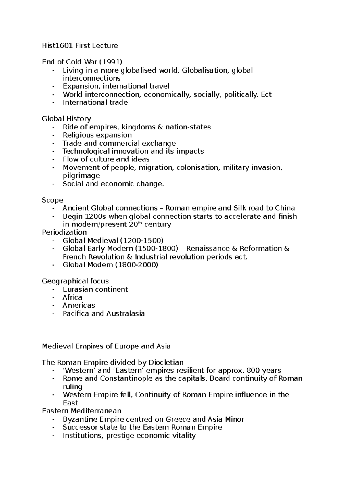 Hist1601 Week 1 Lec - Week 1 Sem 1 2025 Lec notes - Hist1601 First ...