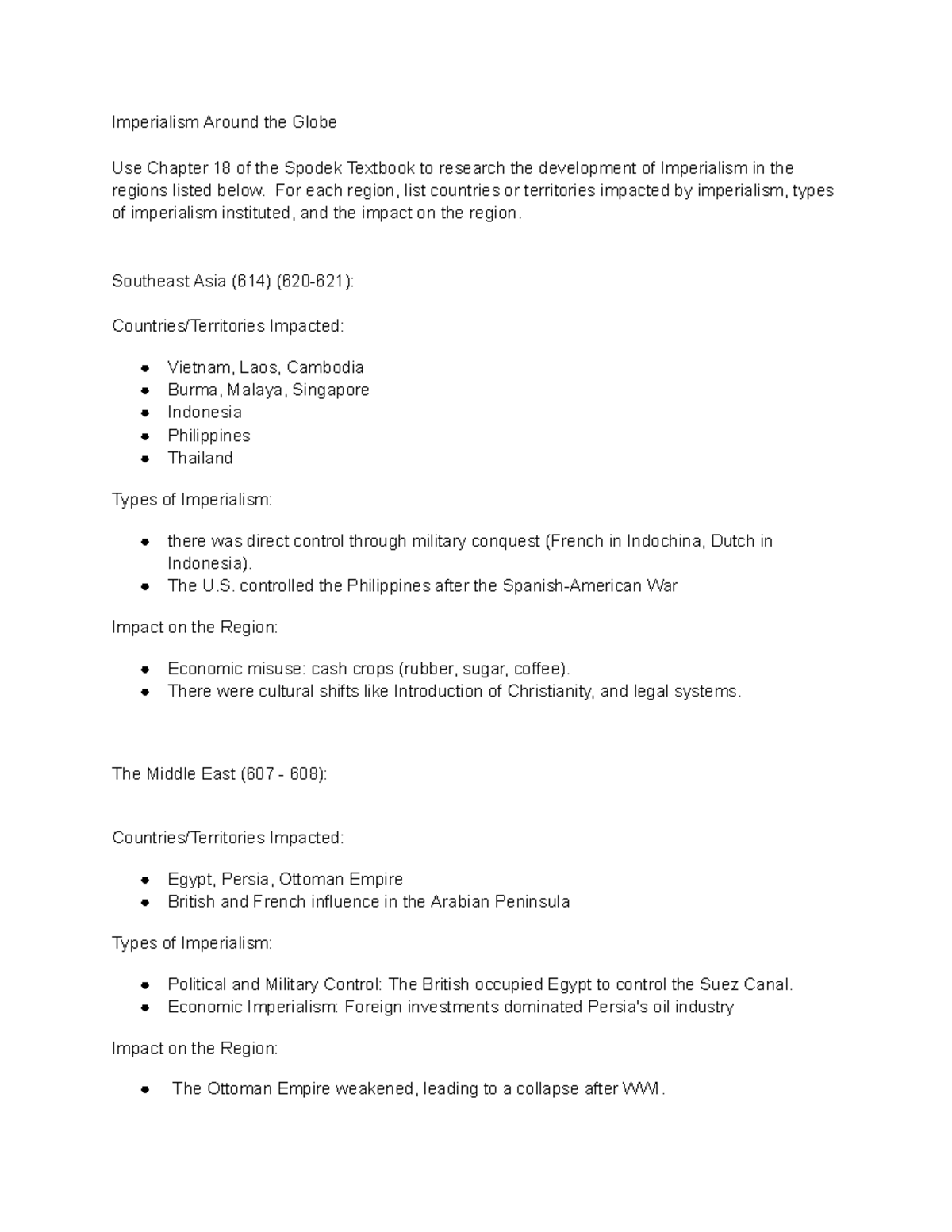 Copy of Imperialism Around the Globe - Imperialism Around the Globe Use ...