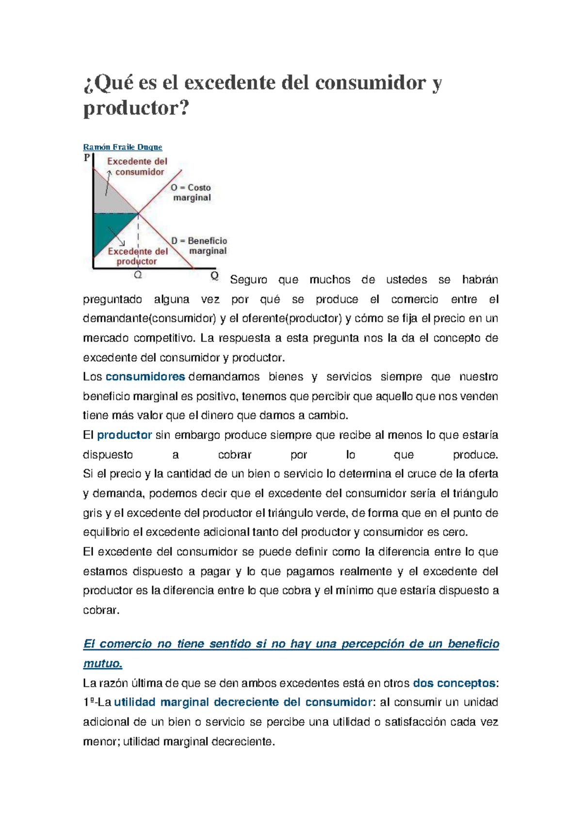 Excedente del Consumidor y Productor: Conceptos Clave en Economía - Studocu