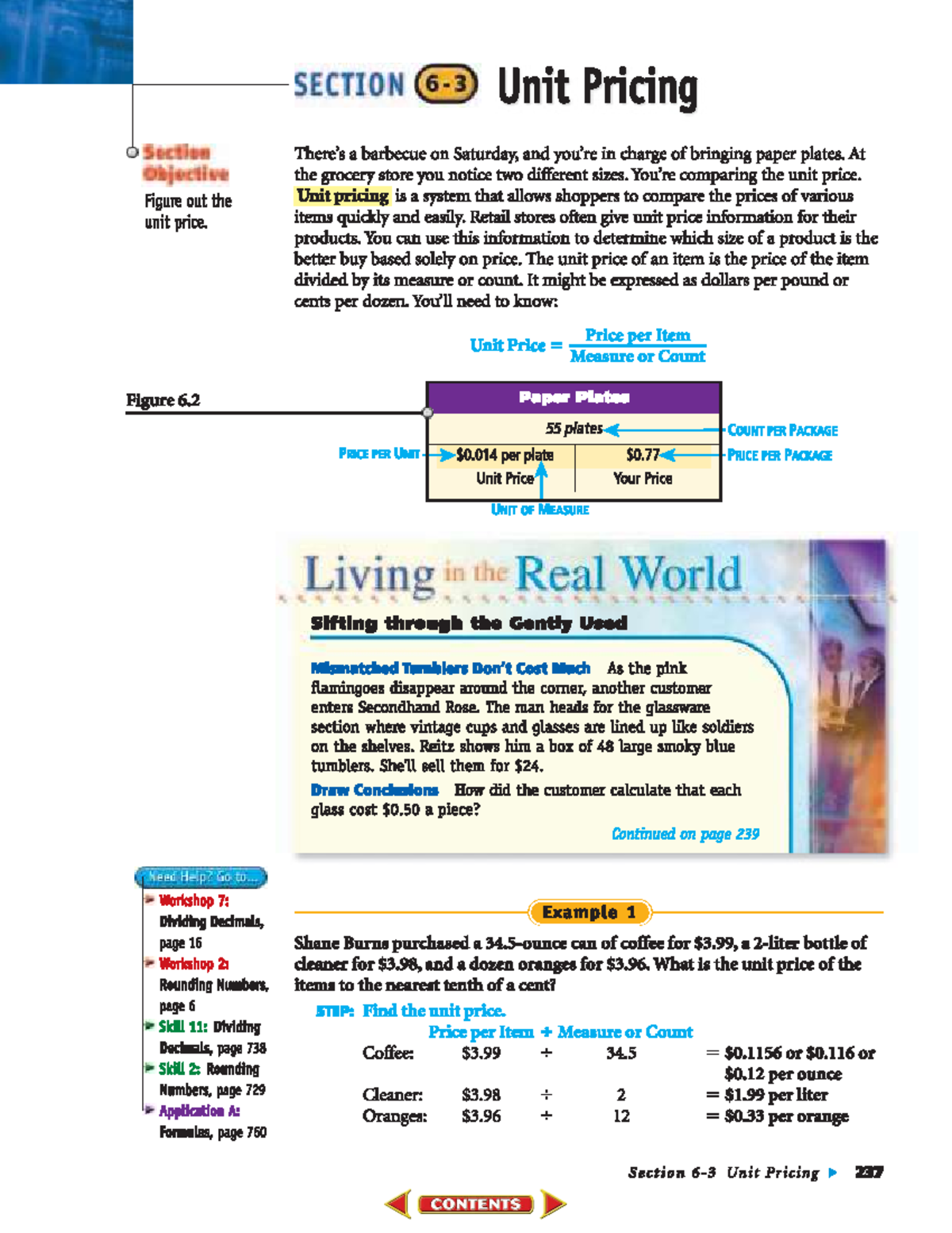 6.3 Unit Pricing - math here - SECTION Unit Pricing Section a barbecue ...