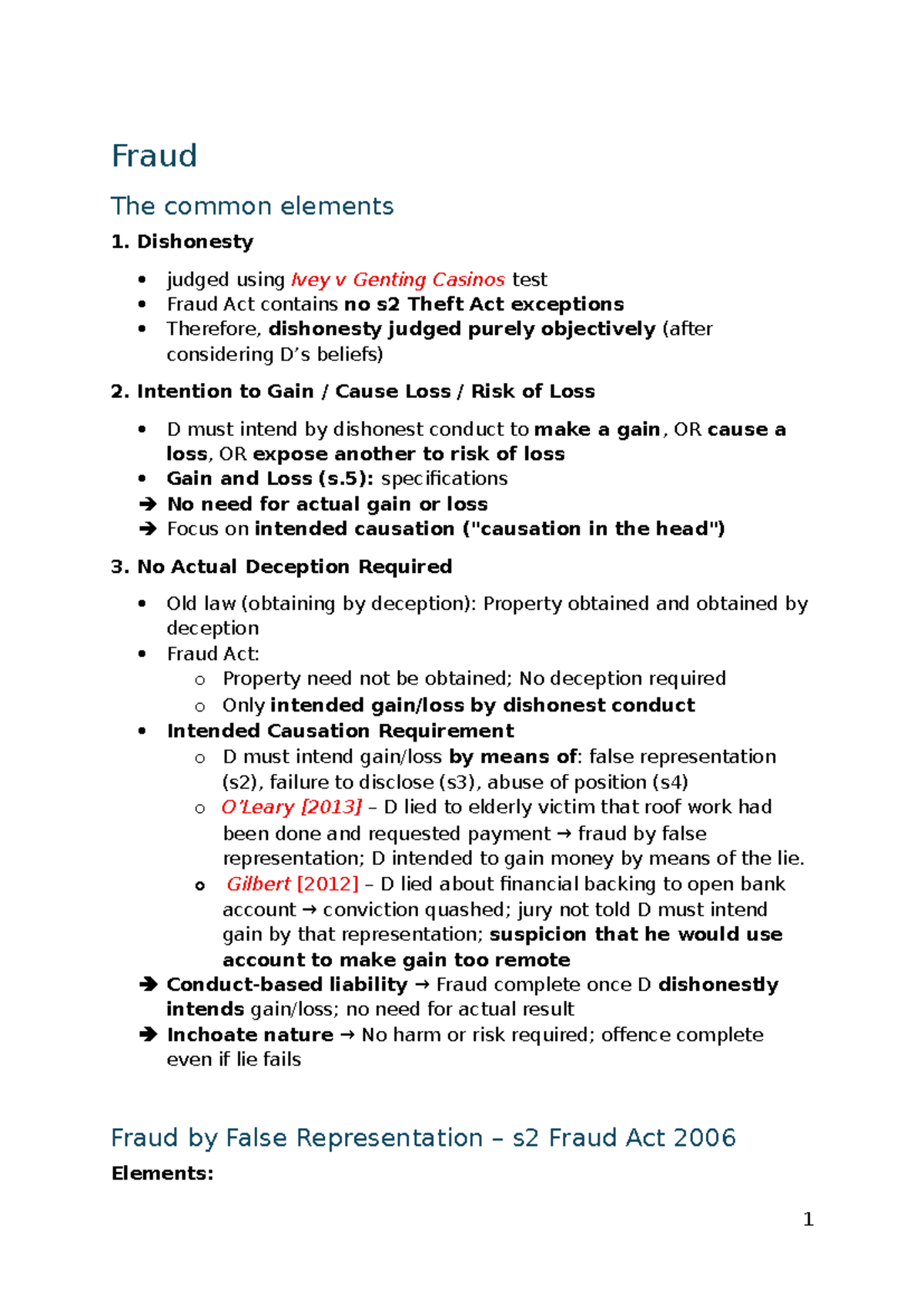 Fraud Act Analysis: Key Elements and Case Law Insights - Studocu