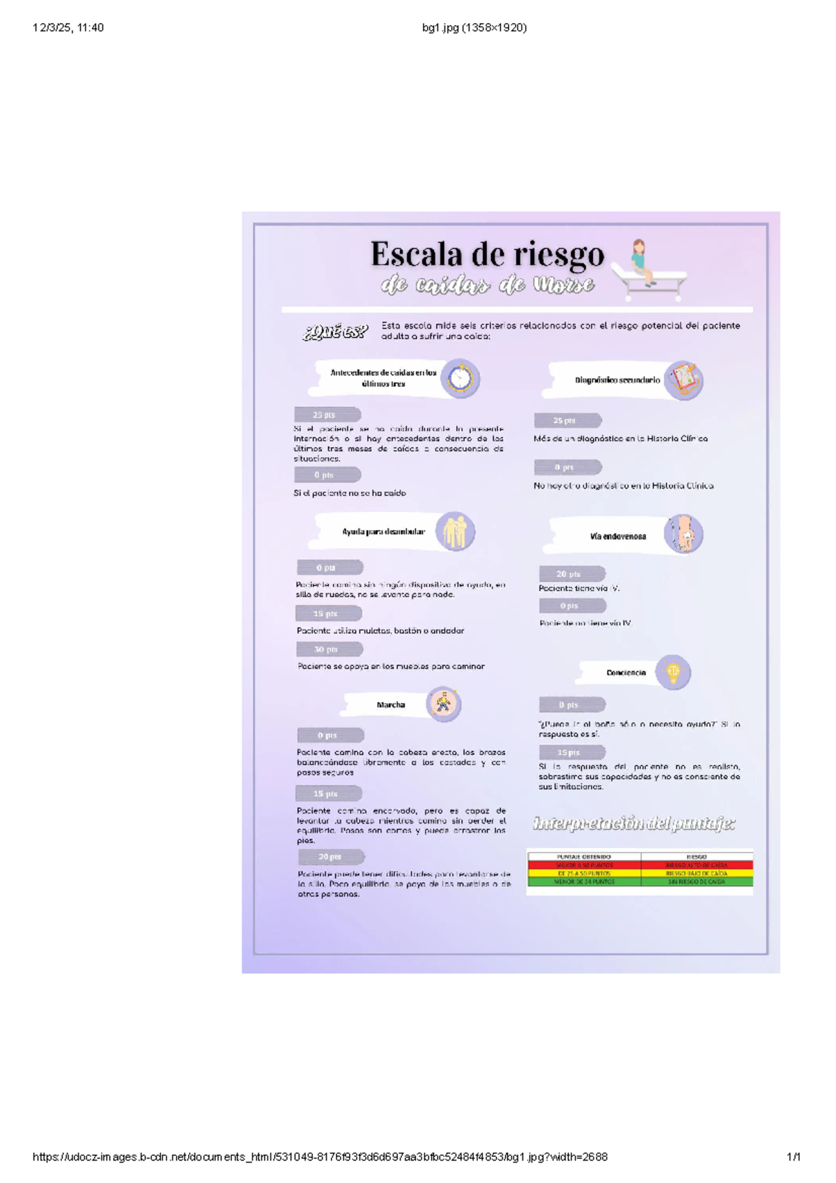 ESC 101: Escala de Riesgo de Caídas de Morse y su Interpretación - Studocu