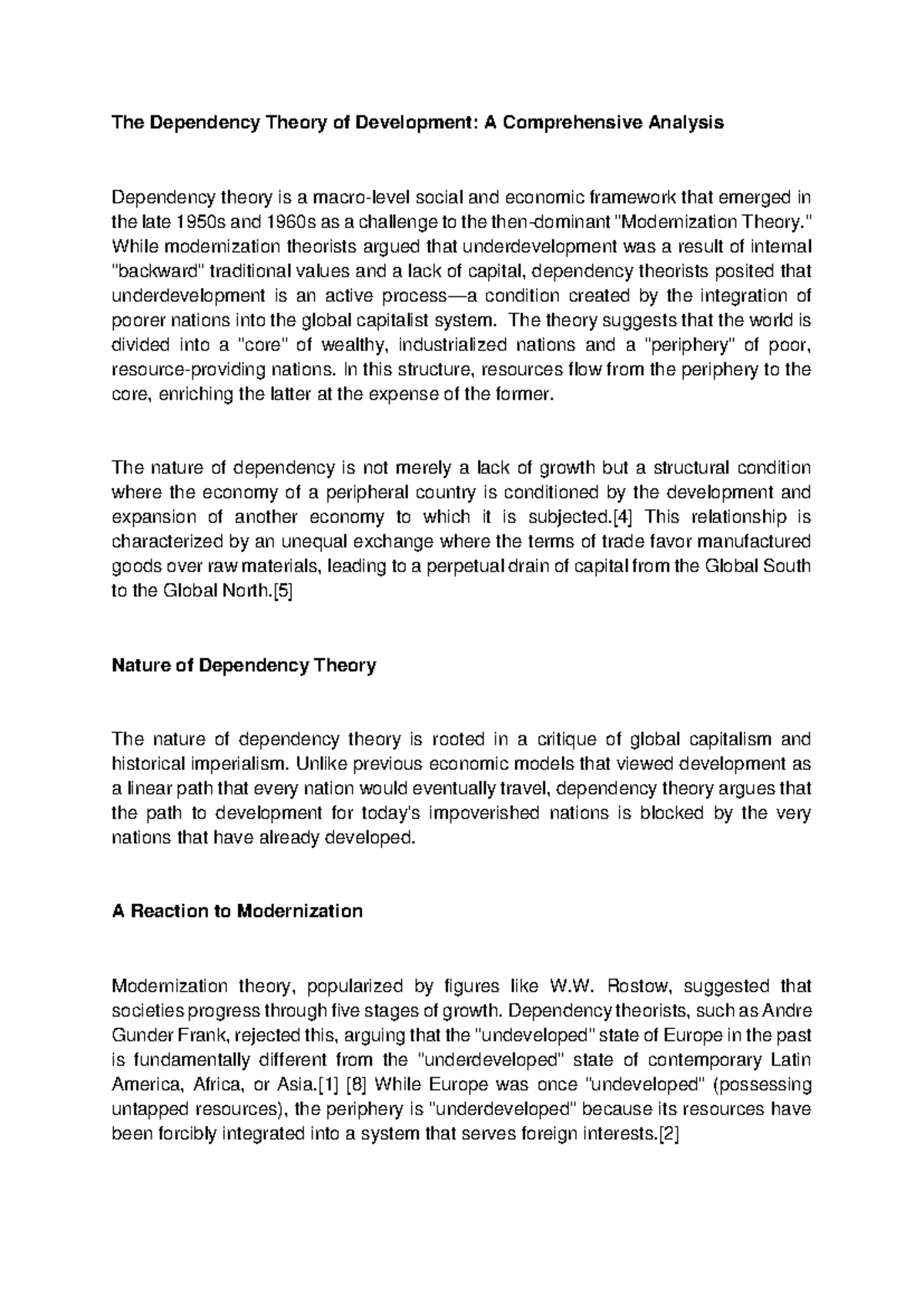 Dependency Theory: A Comprehensive Analysis and Critique (Course Code ...