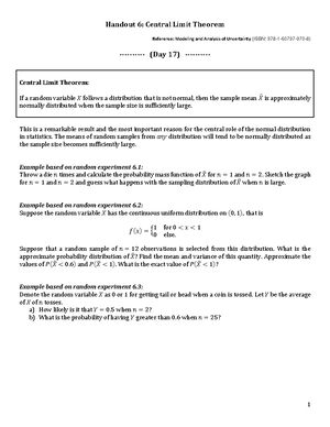 Handout 7 Confidence intervals - Handout 7 : Confidence Intervals Reference: Modeling and ...