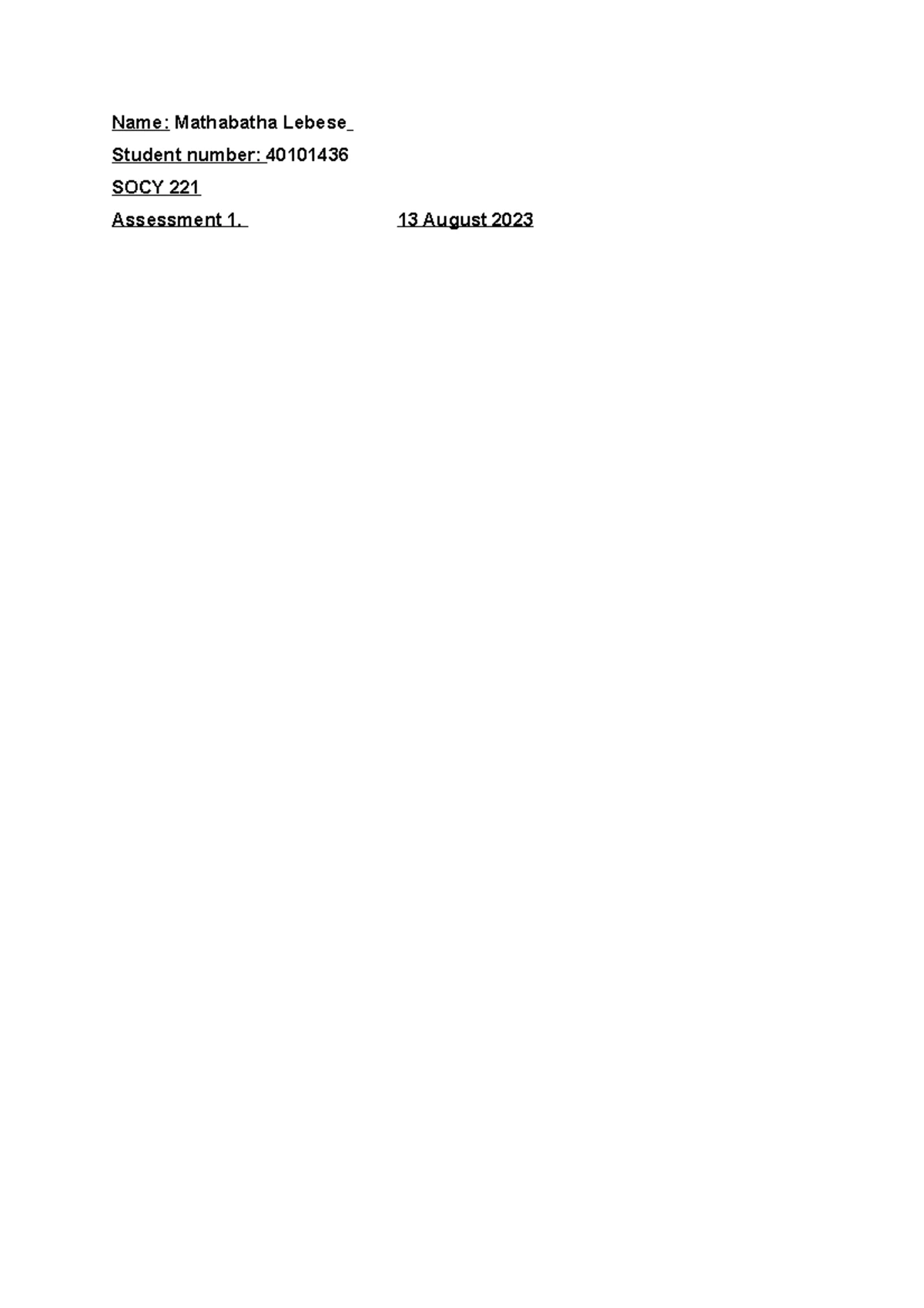 SOCY111 Examination Guidelines - SOCY EXAMINATION GUIDELINES 1 ...