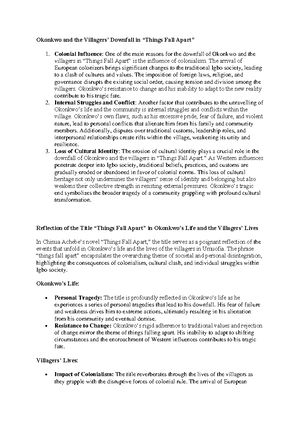 Study Guide Things Fall Apart - ‘THINGS FALL APART’ E A S Y E N G L I S ...