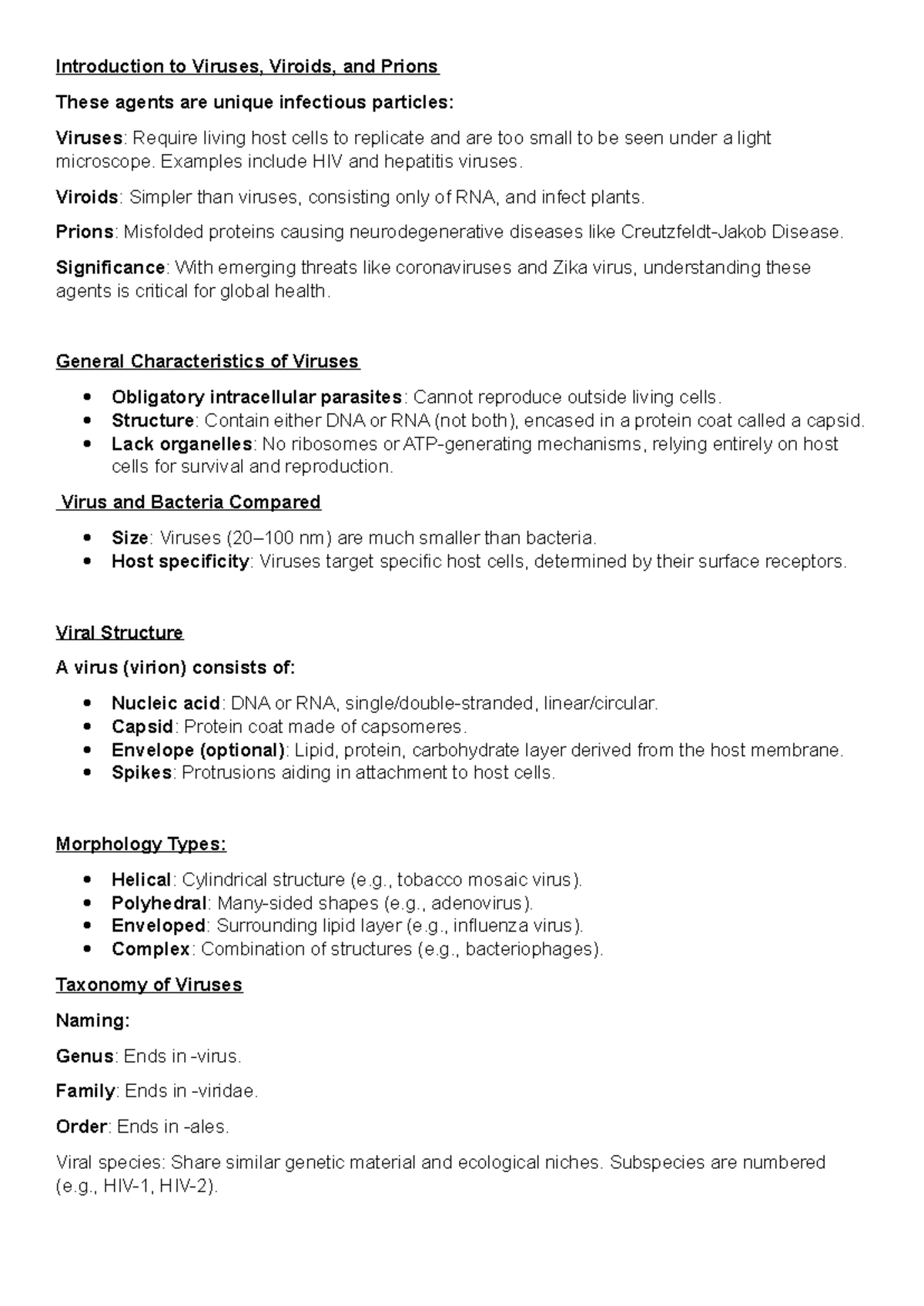 Microbiology Reviewer: Chapter 13 - Introduction to Viruses & Prions ...