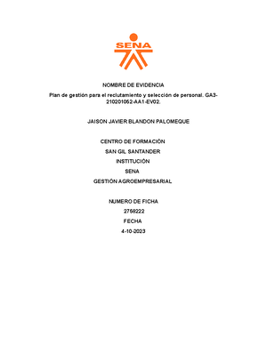 Evidencia GA1-260101002-AA1-EV01. Taller - Elementos DEL PLAN DE ...