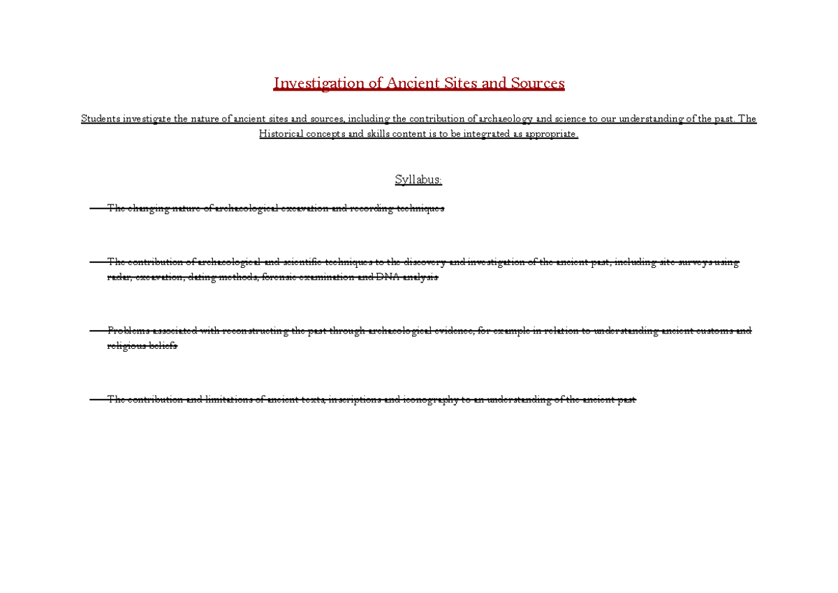 Ancient Sites & Sources: Study Notes for Archaeology (HIST 101) - Studocu