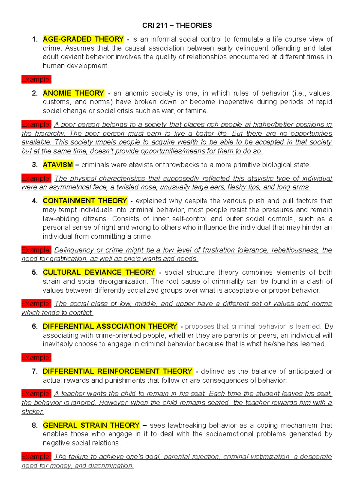 CRI 211 - Key Theories of Crime Causation Explained - Studocu
