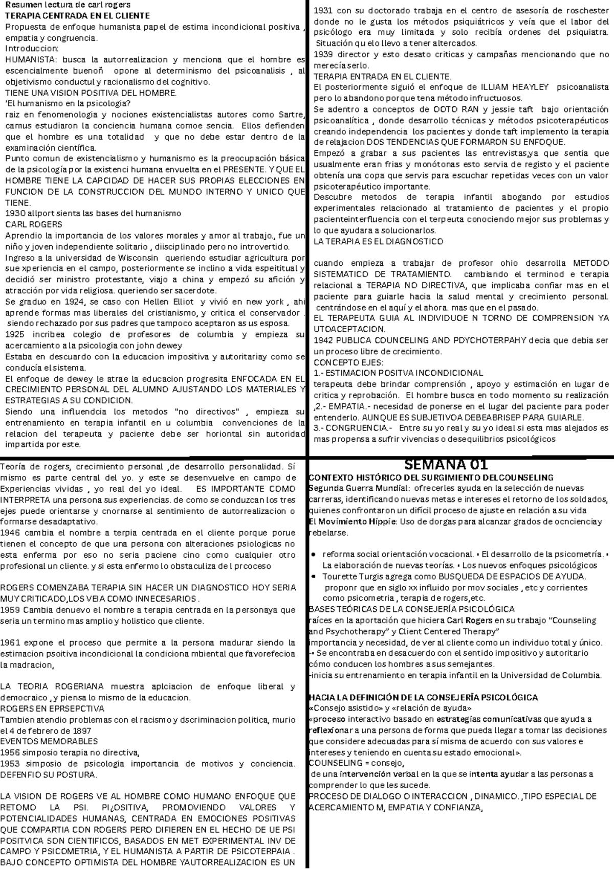Orientacion Psicologica - Resumen lectura de carl rogers TERAPIA ...