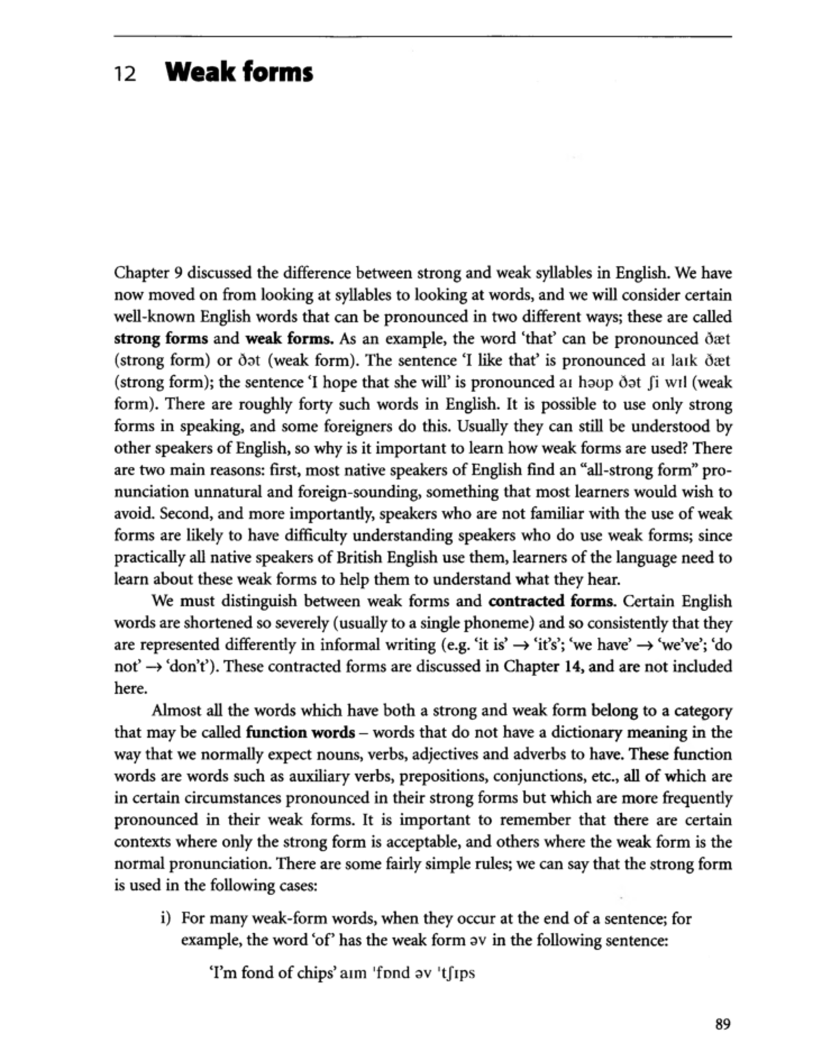 Roach: Weak Forms in English Phonetics (Chapter 9) - Studocu