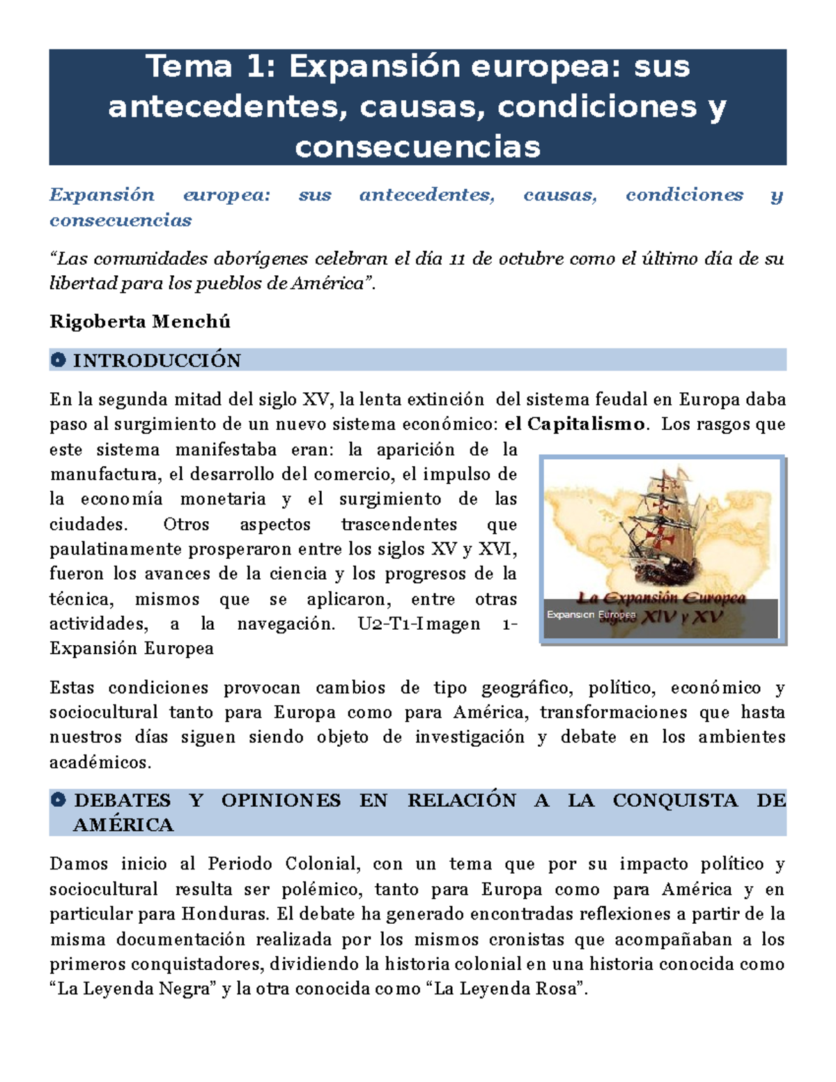 Tema 1: Historia de la Expansión Europea - Antecedentes y Consecuencias ...