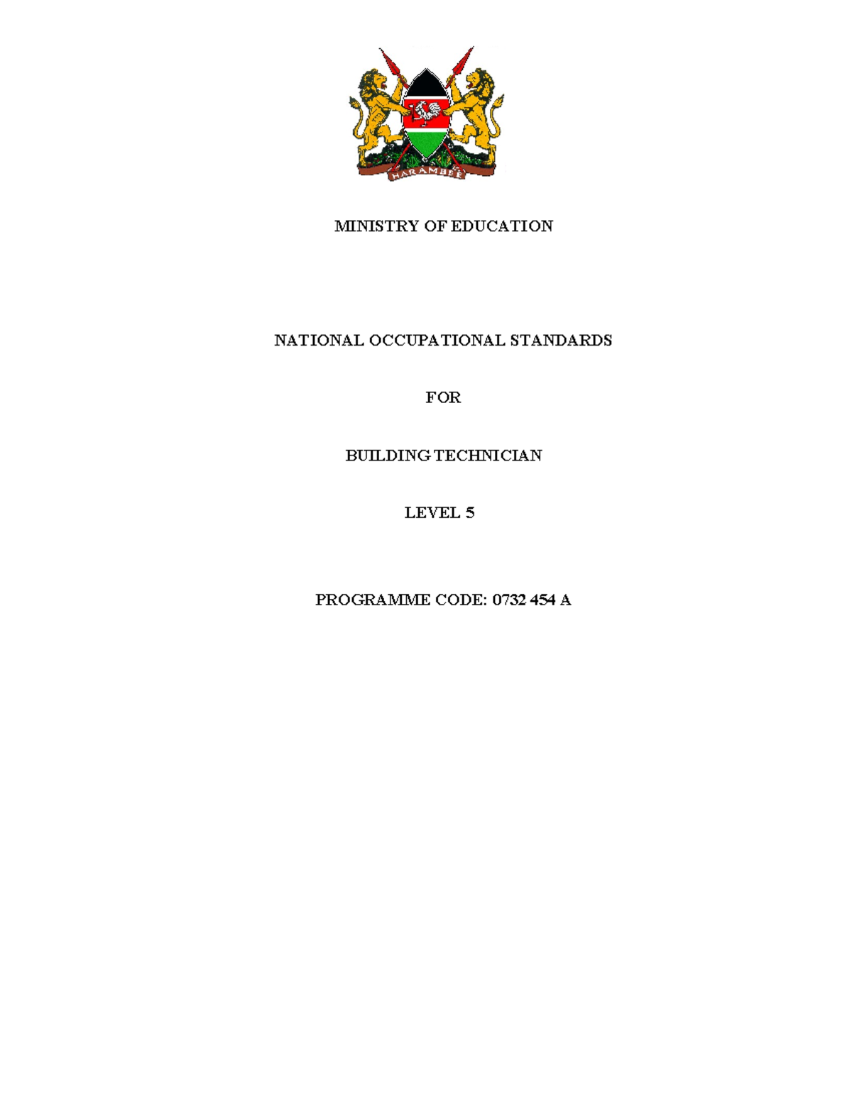 Building Technician Level 5 Occupational Standards (0732 454 A) - Studocu
