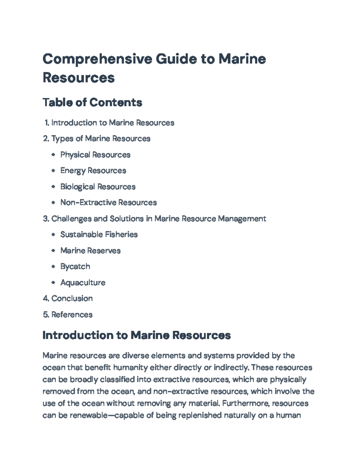 Comprehensive Guide to Marine Resources: Challenges and Solutions ...