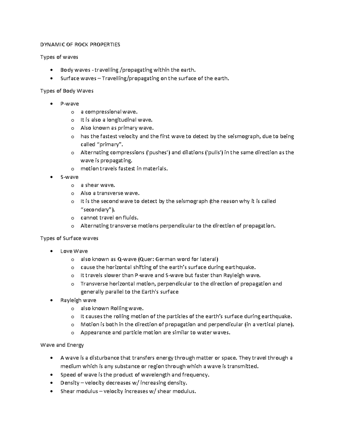 Dynamic Properties of Rocks: Waves, Stress, and Elasticity Concepts ...
