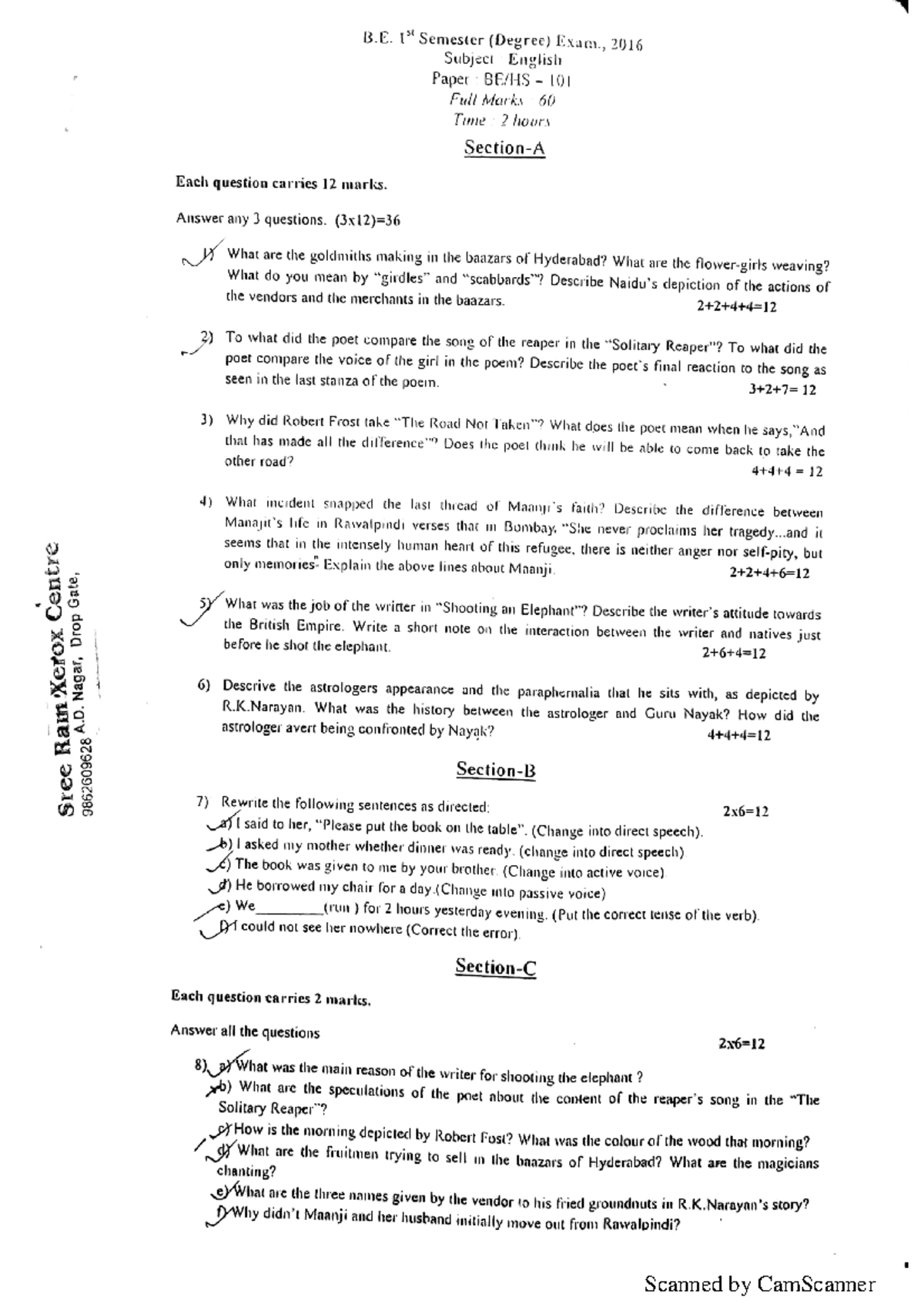 Degree 1st sem 2016 questions - B. 1st Semester (Degree) Exam., 2016 ...