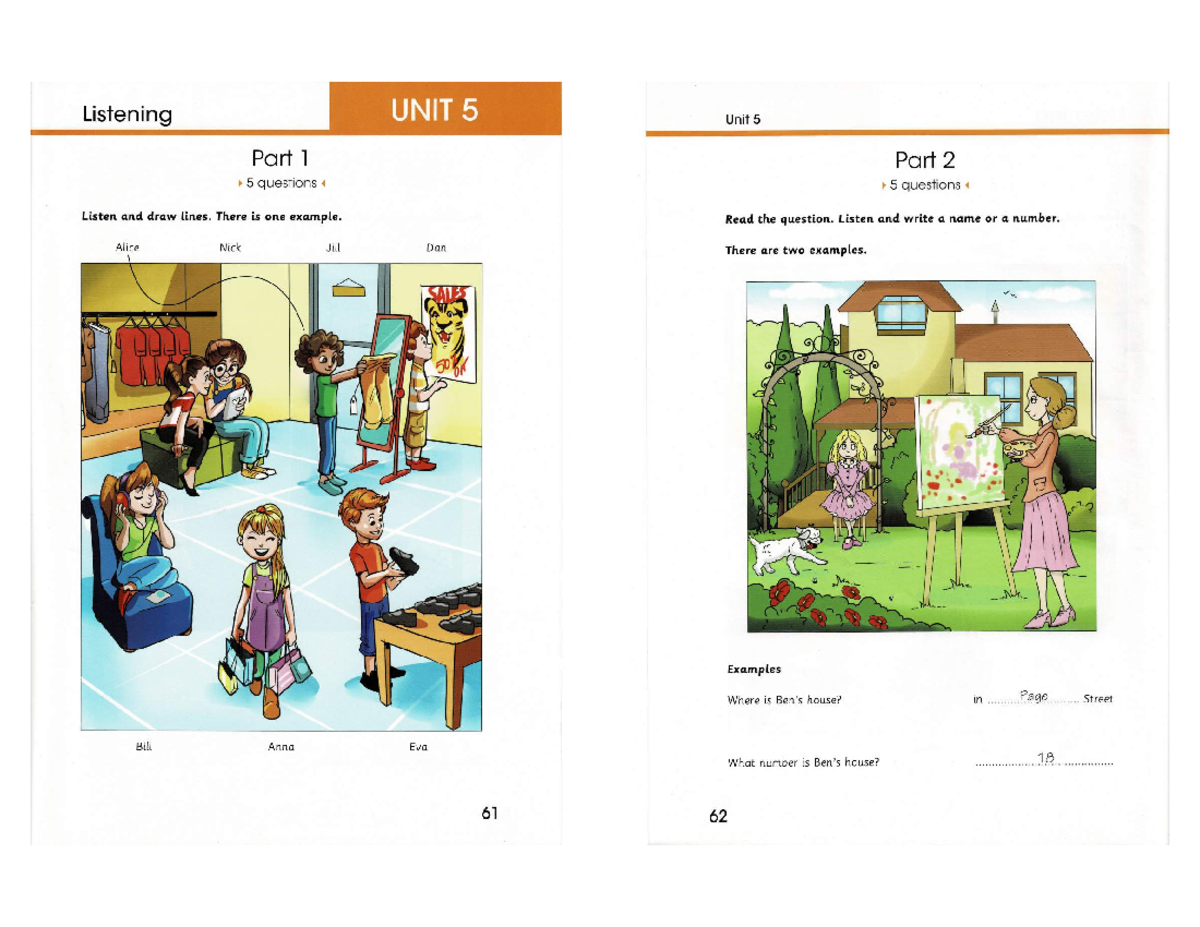 Skills Builder Starters 2: Listening & Reading Unit 5 Activities - Studocu