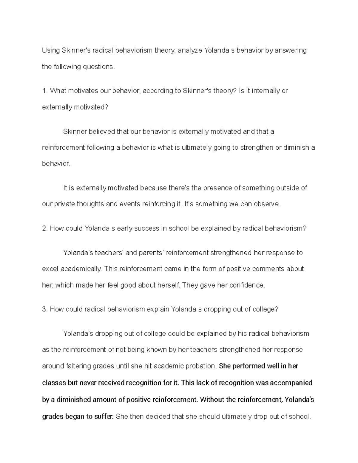 Case Study Assignment Skinner and Behavioral Analysis - Using Skinner's ...