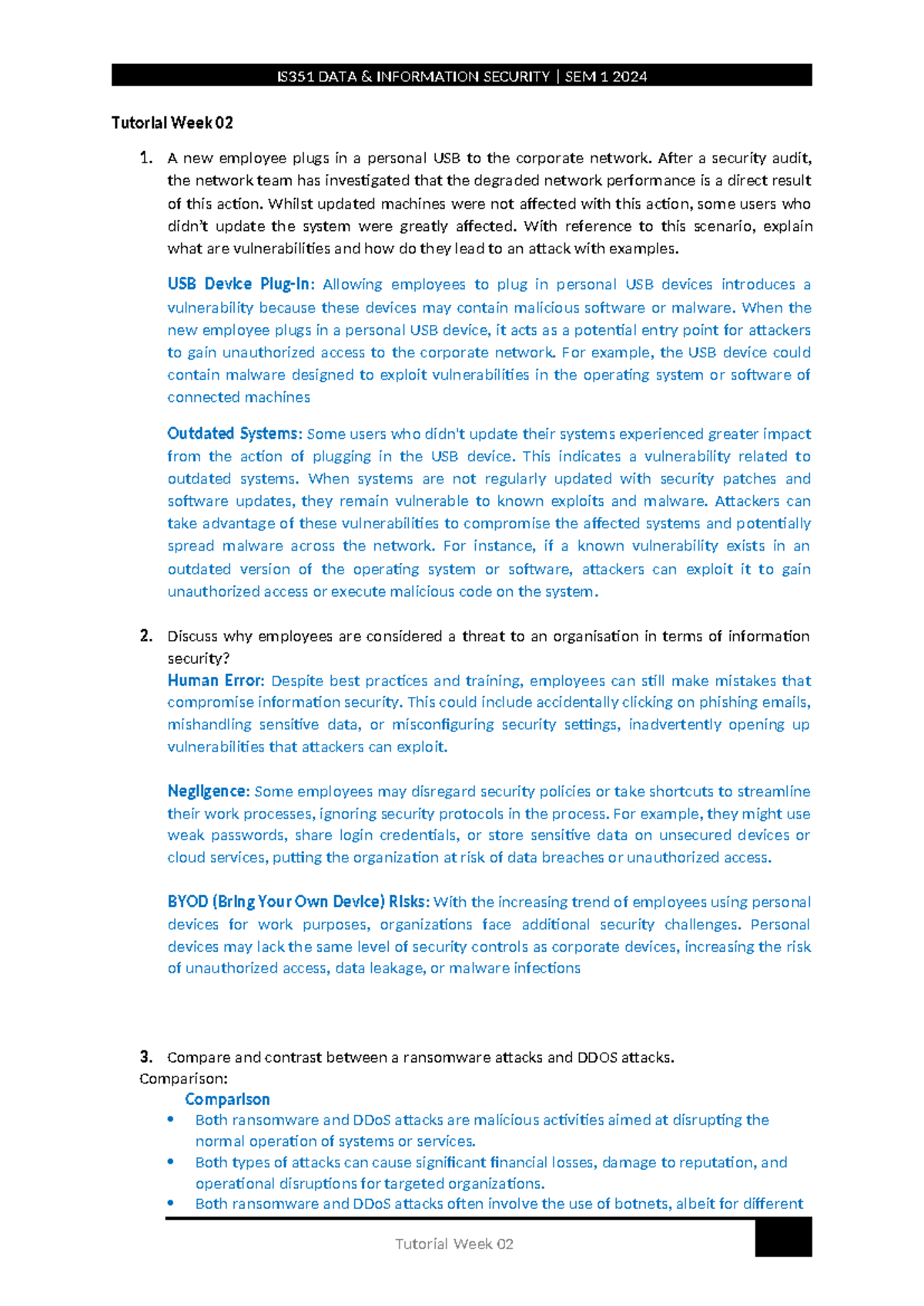 IS351 Tutorial Lab Week 02: Security Vulnerabilities & Attacks Analysis ...