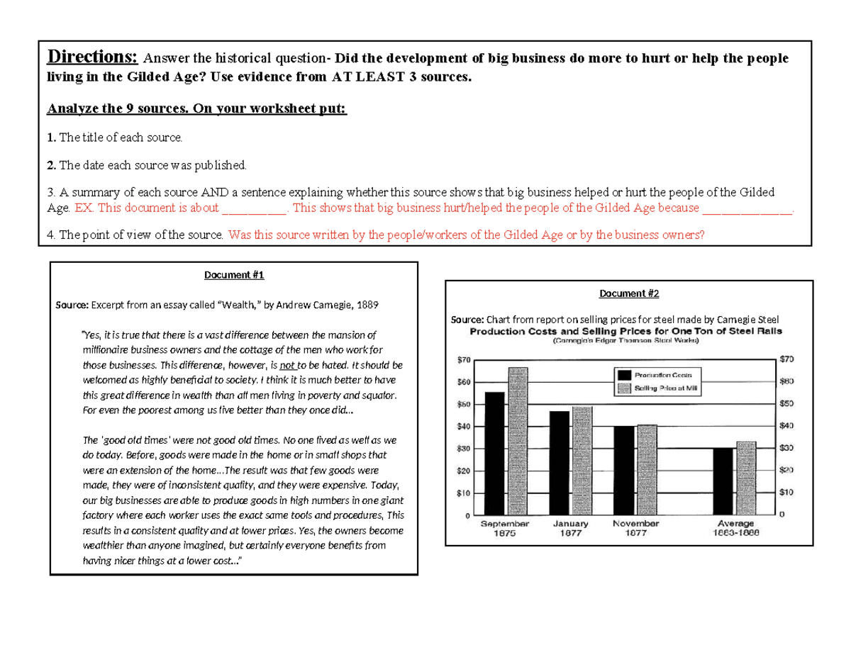 Historical Analysis: The Impact of Big Business on Gilded Age America ...