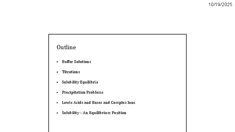 CH 17 Lecture Slides: Buffer Solutions, Titrations, and Solubility ...