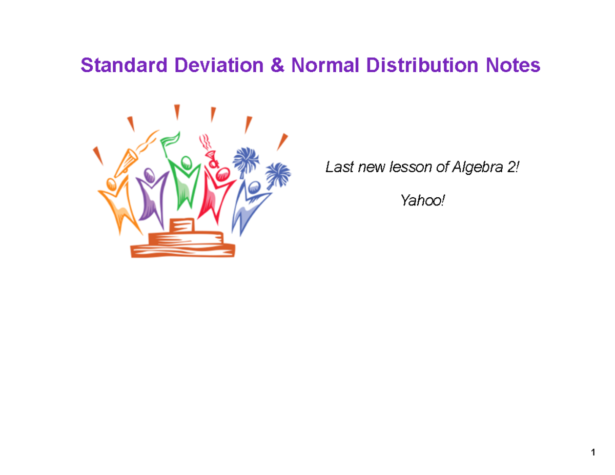 Standard Deviation and Normal Distribution Notes Day 1 - Standard ...