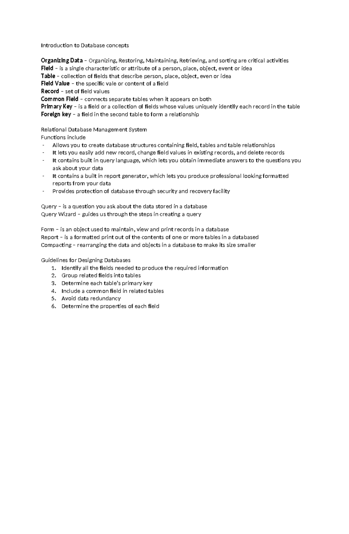Introduction to Database concepts - Introduction to Database concepts ...