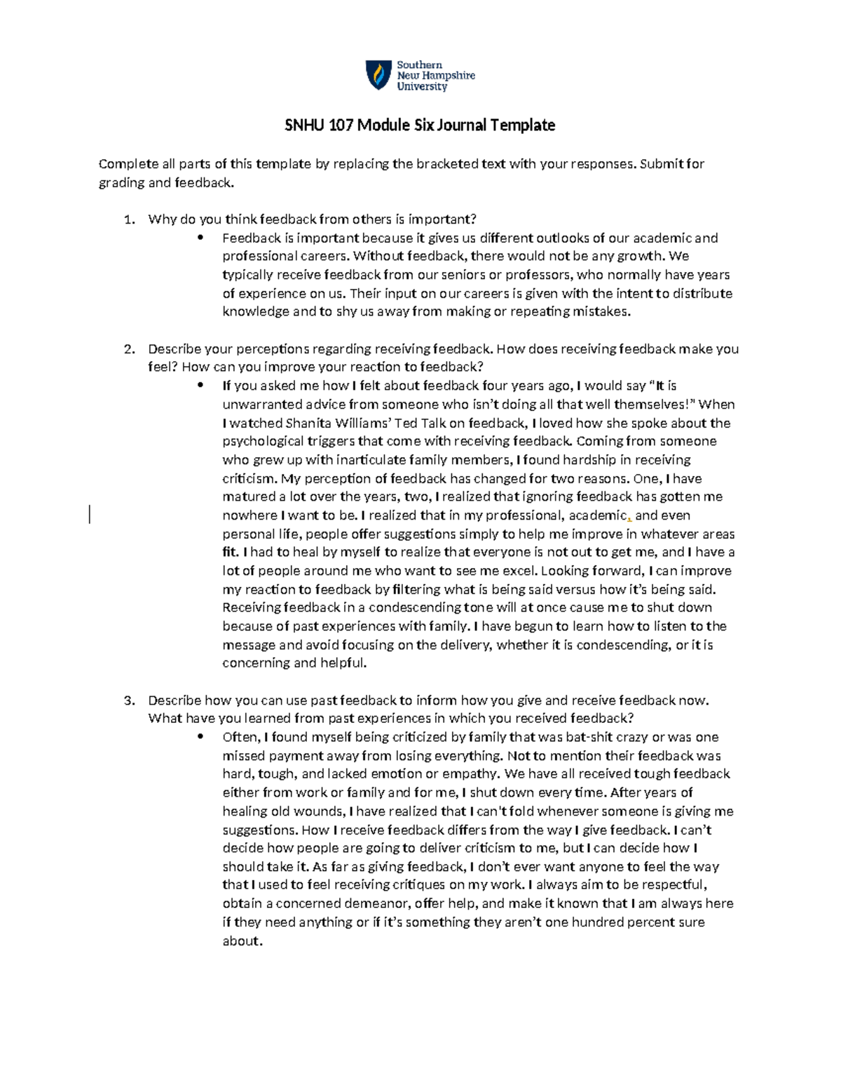 SNHU 107 6-1 - Module 6-1 template with answers - SNHU 107 Module Six ...