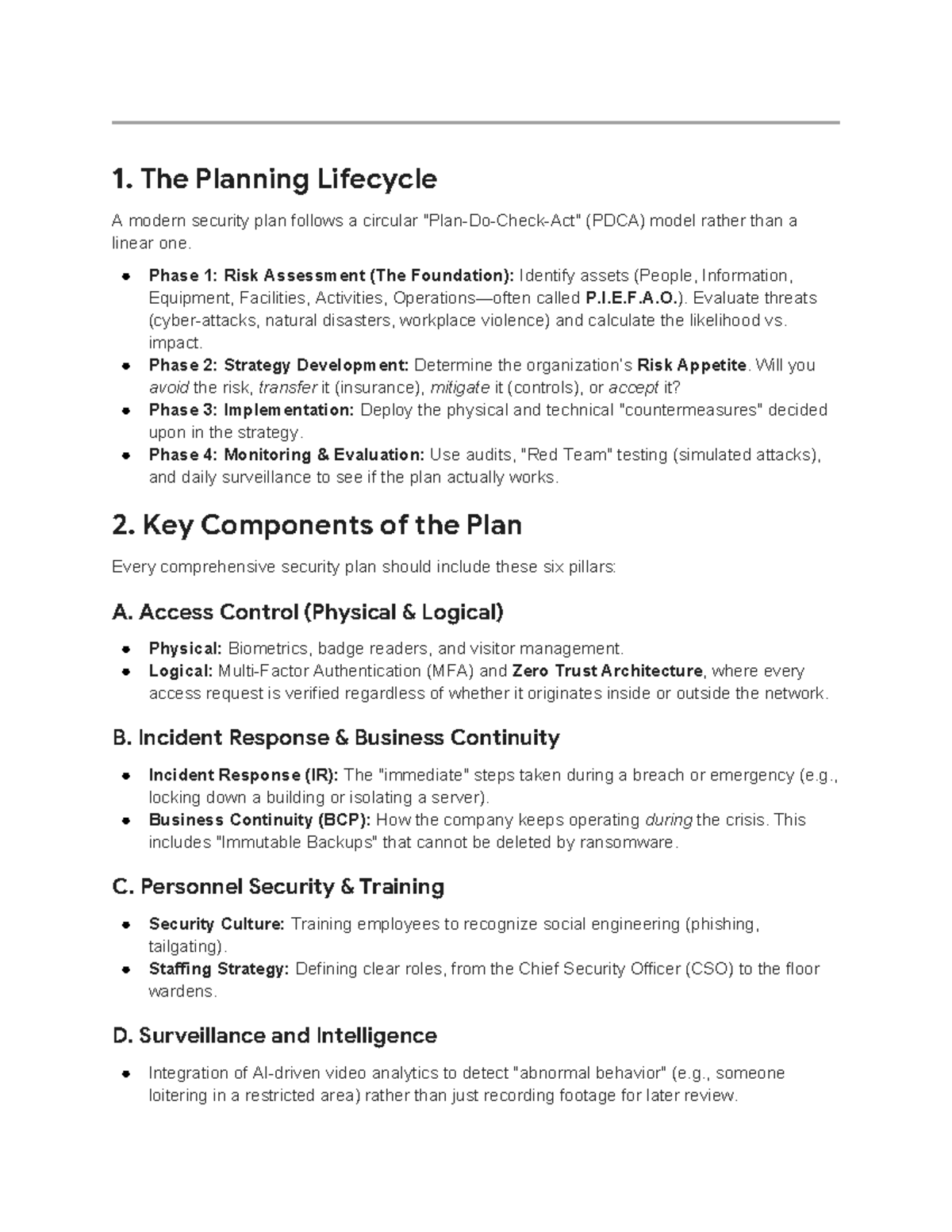Security Management Planning Framework: A Comprehensive Guide - Studocu