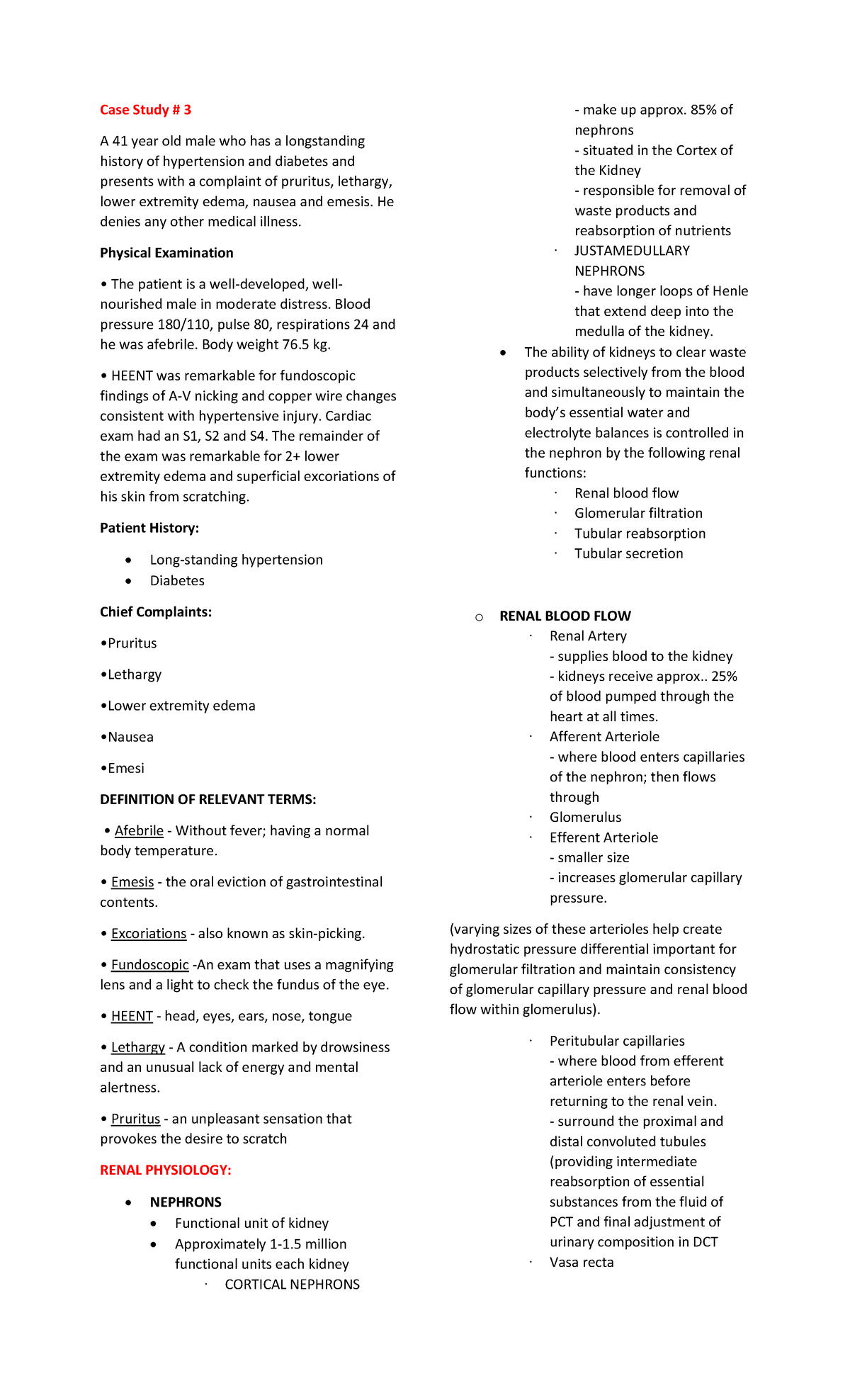 Renal Case Study #3 - Comprehensive Notes on Hypertension & Diabetes ...