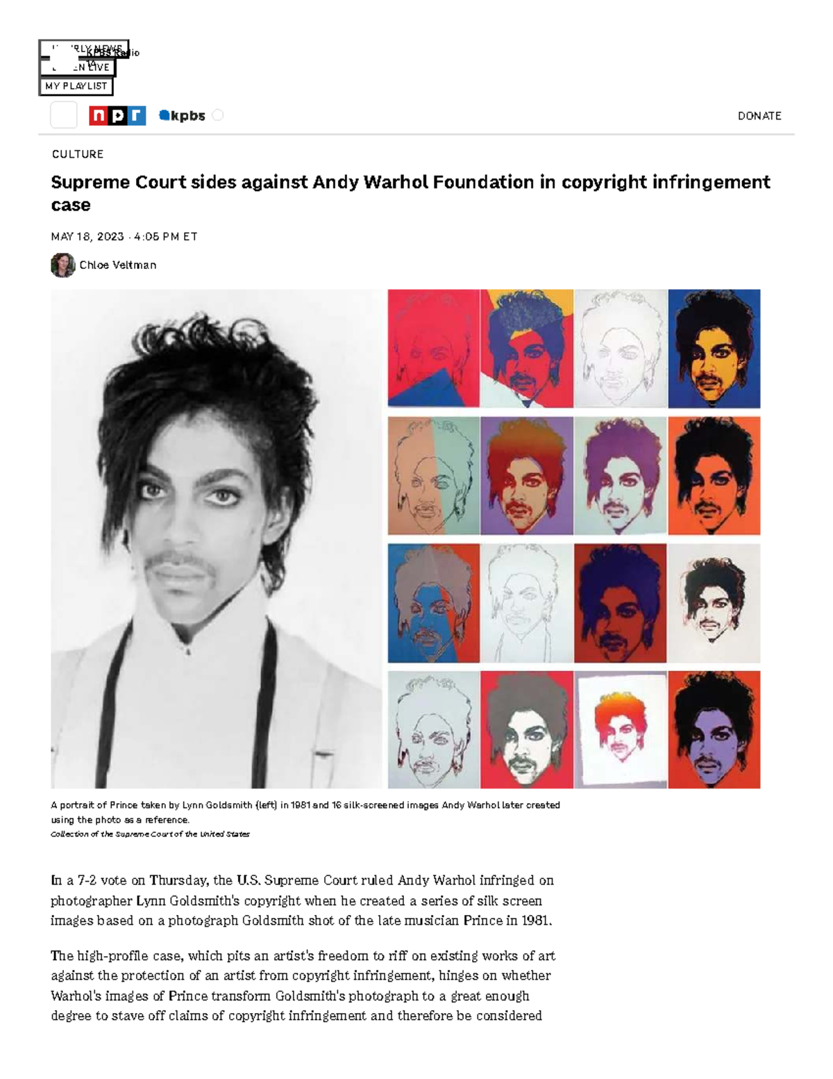 Supreme Court Ruling on Copyright Case: Goldsmith v. Warhol Foundation ...