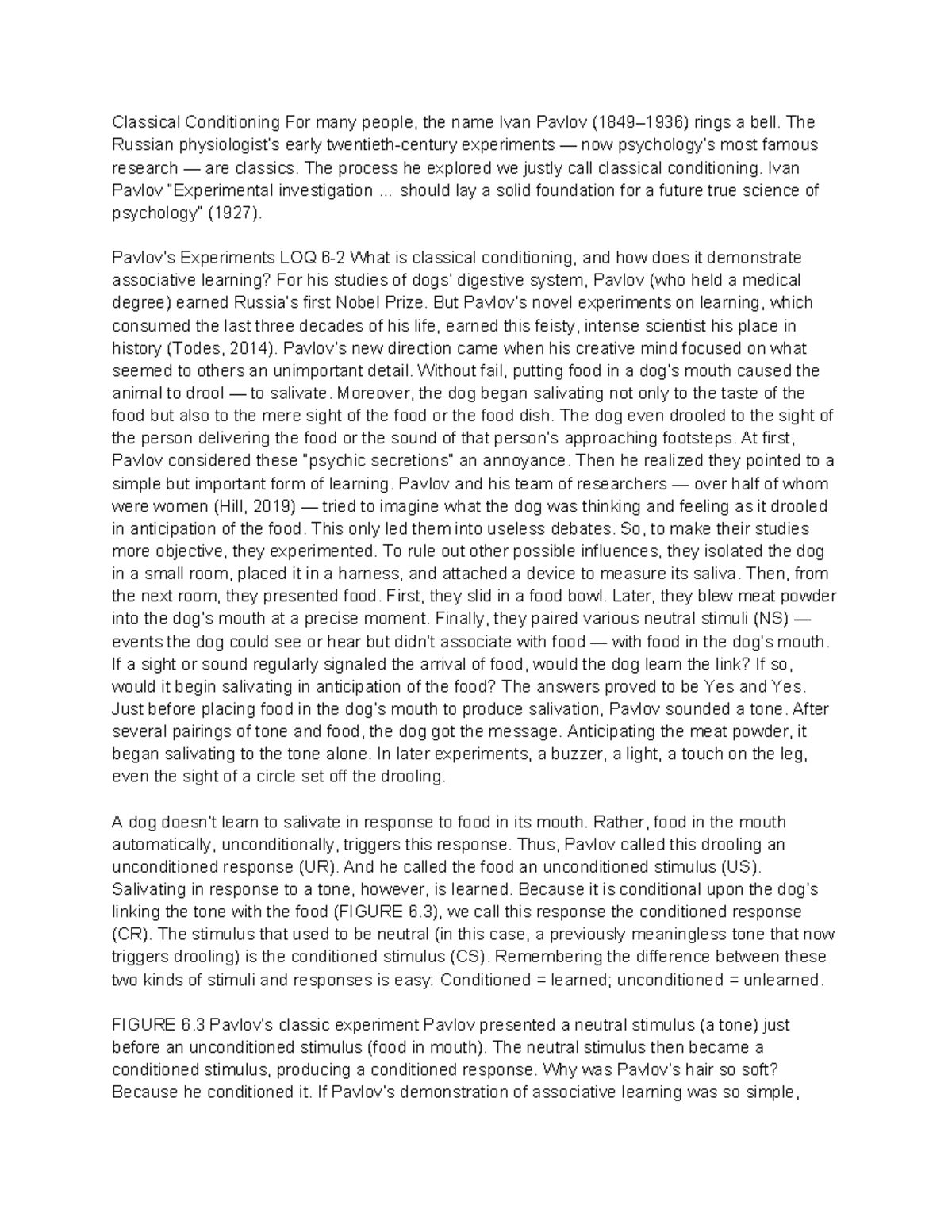 Classical Conditioning: Pavlov’s Experiments and Lasting Impact - Studocu