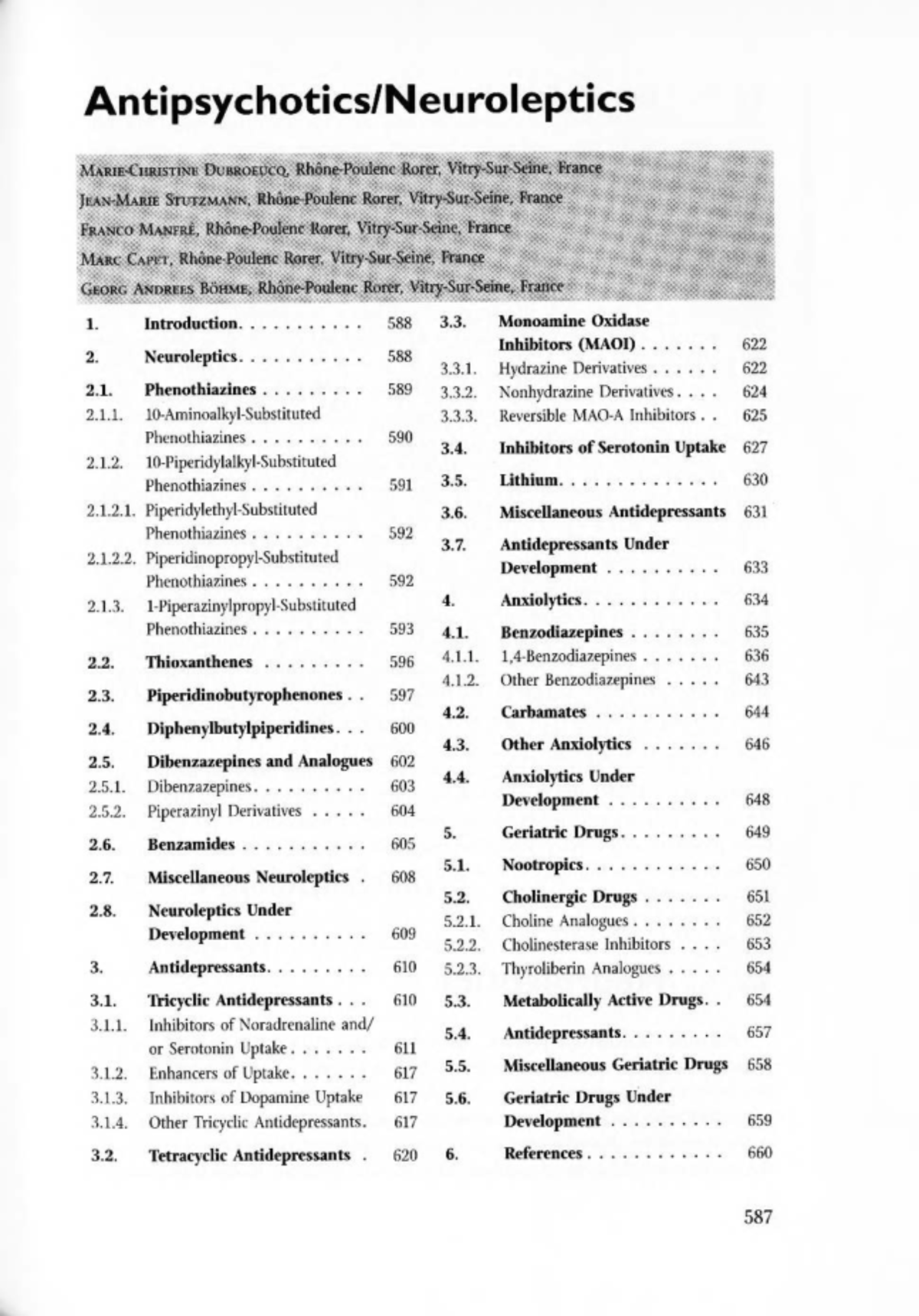Psychopharmacology Overview: Neuroleptics and Anxiolytics (Ullmanns ...