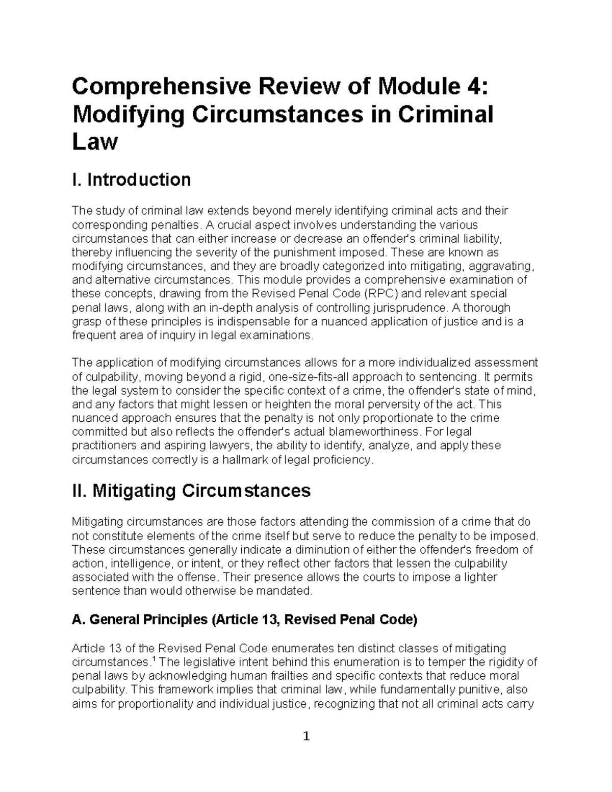Module 4: Modifying Circumstances in Criminal Law - Comprehensive ...