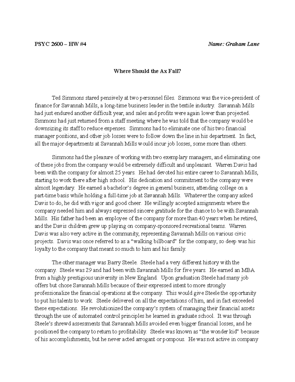 Industrial Organizational Psychology Homework 4 - PSYC 2600 – HW #4 ...