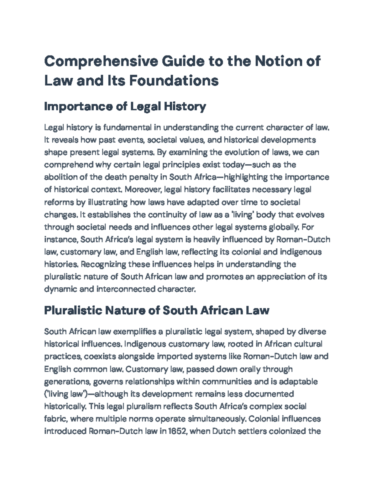 Comprehensive Overview of Law Principles and Ubuntu in South Africa ...