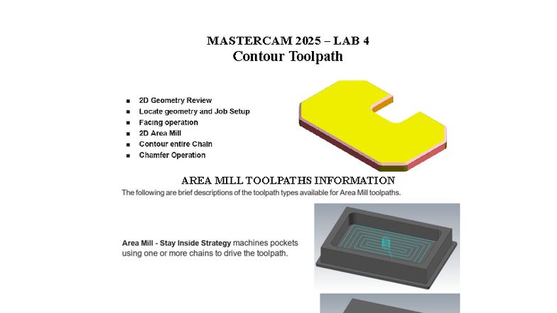 Mastercam 2025 Lab 4: Contour & Area Mill Toolpath Guide - Studocu