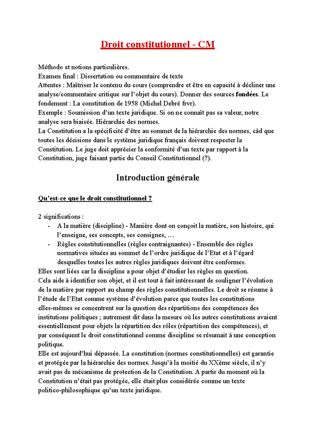 Droit constitutionnel - CM - Droit constitutionnel - CM Méthodo et ...