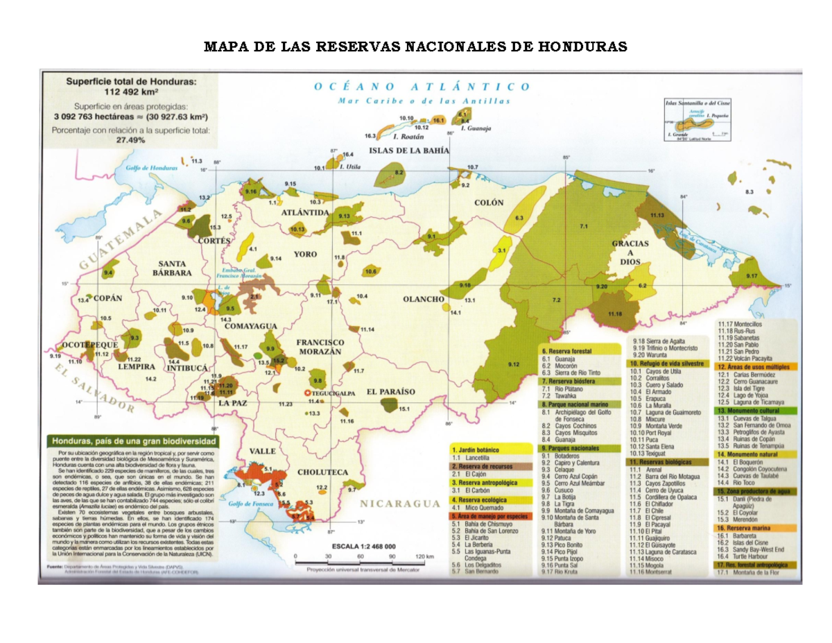 505327209 MAPA DE LAS Areas Protegidas DE Honduras - MAPA DE LAS ...