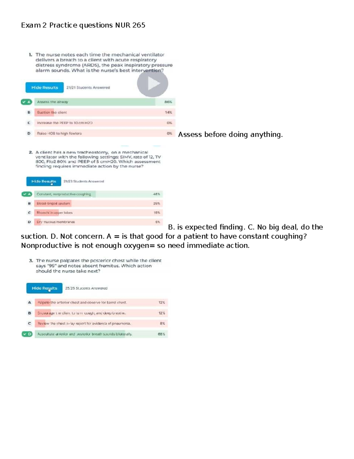 Exam 2 Practice Questions for NUR 265: Key Concepts and Insights - Studocu