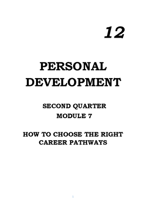 2 Q2 Perdev - Module 2 Quarter 2 Personal Development - 12 Personal Development Quarter 2 ...
